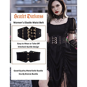 Scarlet Darkness Women Gothic Cincher Belt Corset Steampunk Elastic Wide Waist Belt Black L