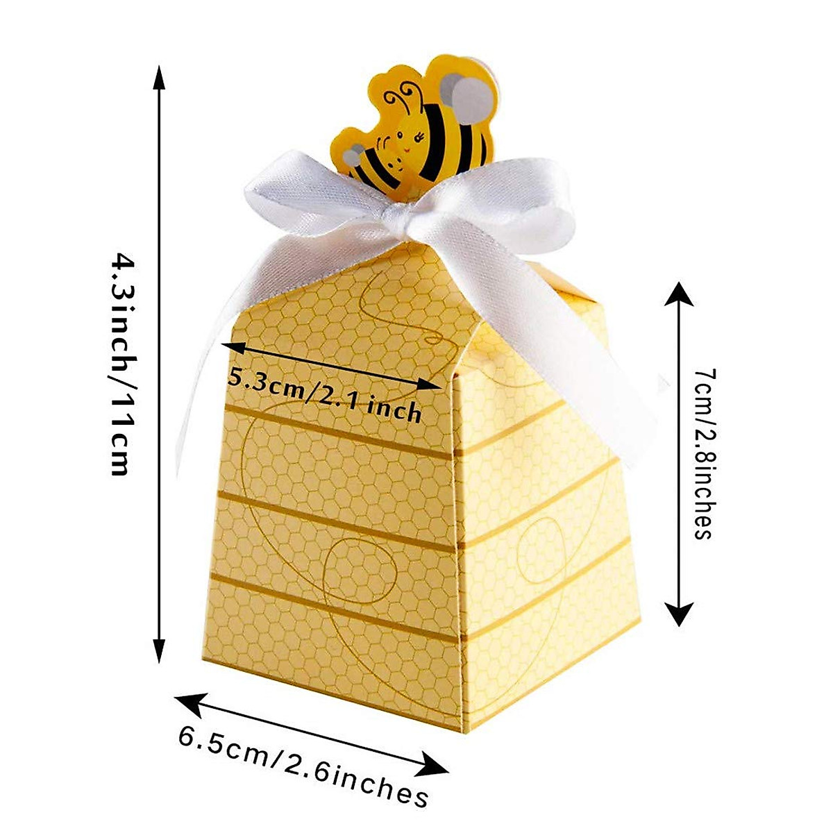Cyblinia 30 Pack Paper Beehive Gift Boxes Bee Candy Boxes Party Favor Boxes Wedding Favor Candy Boxes with Ribbons for Party Decorations