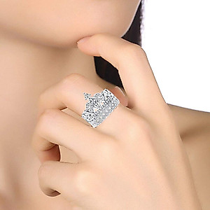 VPKJewelry 2.40 ct Real 925 Sterling Silver Wedding Engagement Crown 2 pc set Ring The best gifts for Women Ladies (6.5)