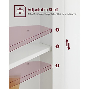 VASAGLE Tall Corner Cabinet, Bathroom Storage Cabinet with 2 Doors and 4 Adjustable Shelves, for Bathroom, Kitchen, Living Room, Modern Farmhouse Design, White UBBC541P31