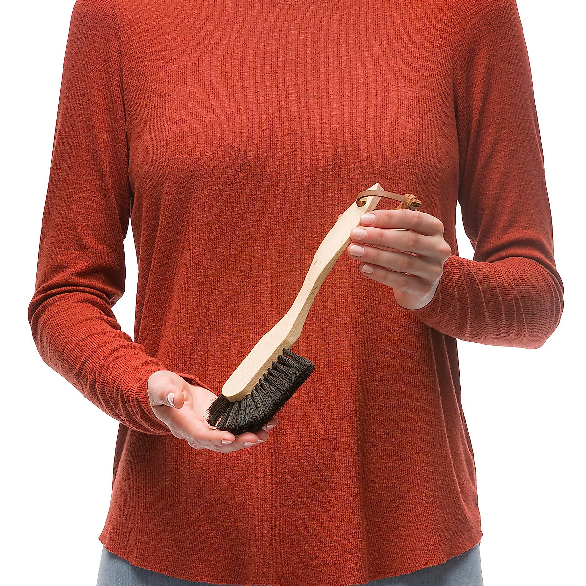 Redecker Oiled Beechwood Dish Brush with Curved Handle and Black Horsehair, 10-1/2-Inches Long, Made in Germany