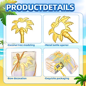 50PCS Coconut Tree Bottle Openers for Wedding Favors, Hawaiian Bridal Shower or Baby Shower Party Gifts for Guests Bulk (Gold)