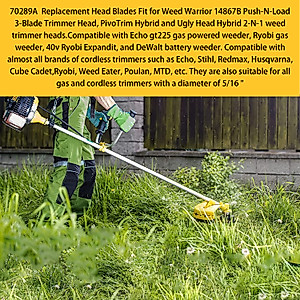 Kudoosen 30Pack 70289A Replacement Head Blades Fit for Weed Warrior 14867B Push-N-Load 3-Blade Trimmer Head and Pivotrim Hybrid 2-N-1 Weed Trimmer Heads