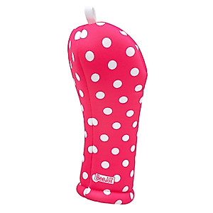 Women's Hot Pink & White Polka Dots Driver 460cc Club Headcover Handmade by BeeJos