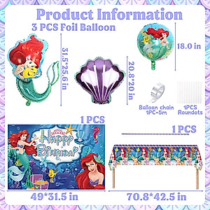Little Mermaid Birthday Party Supplies, Mermaid Balloons Garland Arch Kit, Little Mermaid Ariel Birthday Party Decorations, Mermaid Backdrop, Tablecloth, Mermaid Party Favors