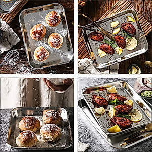 DOITOOL Stainless Steel Cookie Sheet Pan for Baking, Dishwasher Safe Baking Sheet Pan for Toaster Oven, Roasting or Grilling (23X17CM)