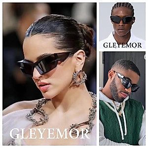 Gleyemor Trendy Wrap Around Fashion Sunglasses for Men Women, Cool Sport Y2K Sunglasses Future Style Glasses (Black/Grey)