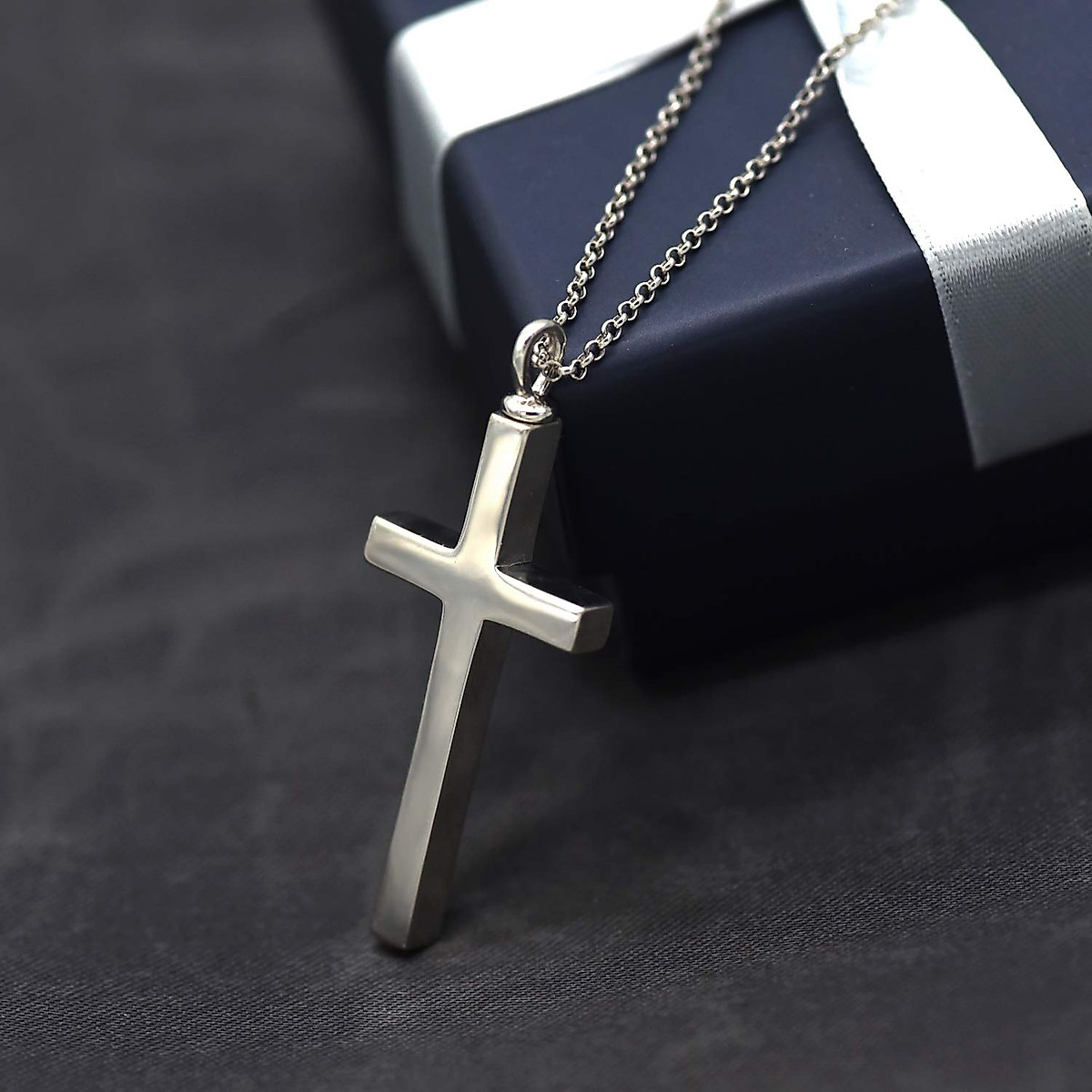 BEILIN 925 Sterling Silver Cremation Jewelry Cross Urn Pendant Memorial Cross Urn Necklace for Ashes