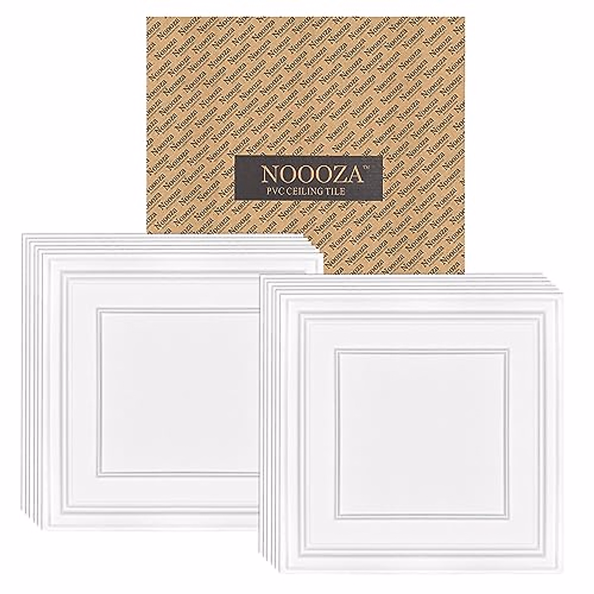 2ft x 2ft Icon Relief Ceiling Tiles - Easy Drop-in Installation – Waterproof, Washable and Fire-Rated - High-Grade PVC to Prevent Breakage Pack of 12, White (2 * 2, Style A)