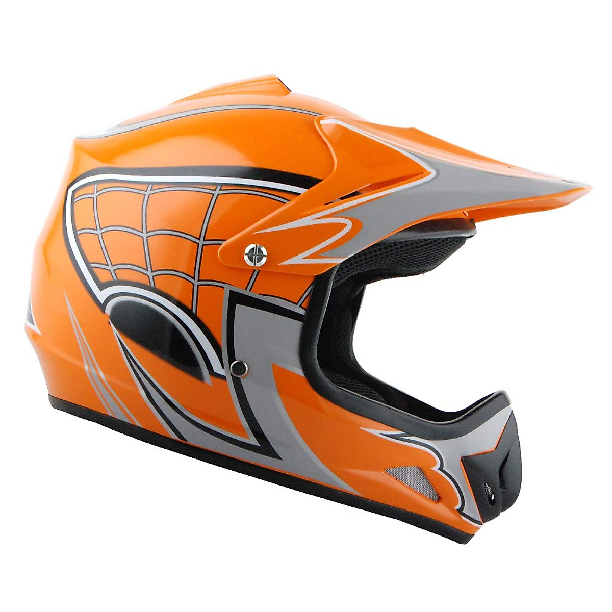 WOW Youth Motocross Helmet BMX MX ATV Dirt Bike Helmet Spider Web Orange + Goggles + Martian Orange Glove Kids Bundle