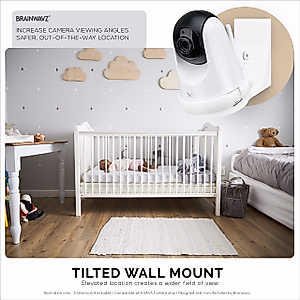 BRAINWAVZ Adheasive Wall Mount for VAVA Baby Monitor Camera (VA-IH006) Shelf - No Screws, Easy to Install, No Mess, Strong Mount Holder, White