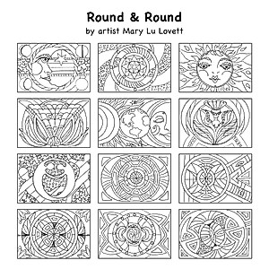 COLORpockit 4x6 Postcard Coloring Book Card Decks with Round & Round and Floral Fun. Refills for COLORpockit Complete Portable Coloring kit. Contains Two 12-Card Coloring Decks.