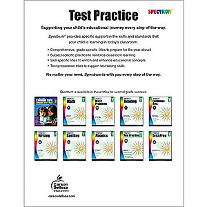 Spectrum Test Prep Grade 2 Workbook, Ages 7-8, Reading Comprehension, Language Arts & Math Workbook, Grammar, Vocabulary, Addition, Subtraction, Writing Practice Tests, 2nd Grade Test Prep Workbook