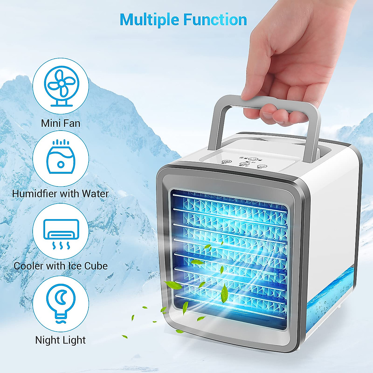 Portable Personal Air Conditioner Fan, Desk AC Cool Fan USB Recharged Outdoor Camping Mini Fan Humidifier Quiet Air Cooler Misting Fan