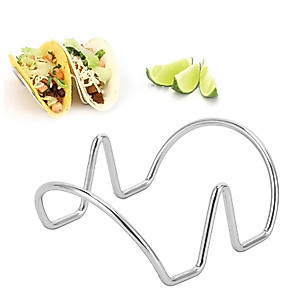 Cyrank Taco Holder Stand, Stainless Steel Taco Holders for the Individual Serving Taco Shell Holder Stand Taco Tray Plates(M)