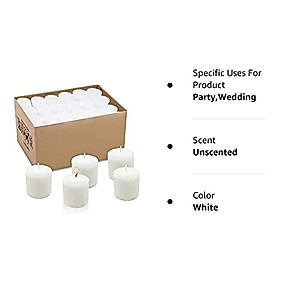 Yusevot Unscented White Votive Candles Bulk, 36 Packs Small 1.5 inch Wax Candles for Wedding, Party, Holiday & Home, 10 Hours Burning