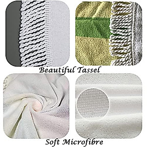 Queenshin Microfiber Beach Towel Blanket Fast Dry Sandless, Large Round Picnic Yoga Mat Table Cloth 60 Inch with Fringe, Soccer