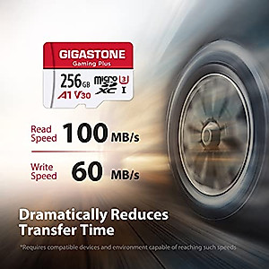 [Gigastone] 256GB Micro SD Card, Gaming Plus, MicroSDXC Memory Card for Nintendo-Switch, Wyze, GoPro, Dash Cam, Security Camera, 4K Video Recording, UHS-I A1 U3 V30 C10, up to 100MB/s, with Adapter