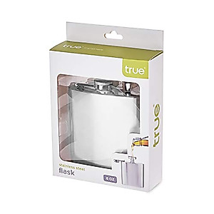 TRUE Stainless Steel Metal Men and Women Drinking Flasks for Vodka Whiskey Tequila Rum Cocktails, Travel, Backpacking, 6 oz, Set of 1, Silver