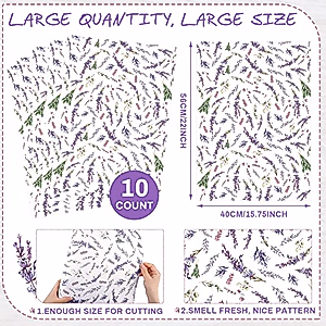 BBTO 10 Sheet Fragrant Drawer Liners for Dresser Lavender Scented Cabinet Liners for Shelves 15.8 x 22 Inch Paper Liner for Drawers and Cabinets Non Adhesive Drawer Paper Liner (Lavender Style)