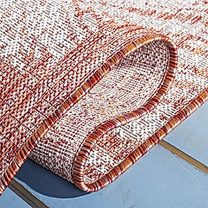 SAFAVIEH Courtyard Collection 9' x 12' Beige/Red CY8893 Indoor/ Outdoor Waterproof Easy-Cleaning Patio Backyard Mudroom Area-Rug