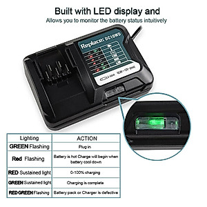 2X BL1021B Battery 12V 2Ah with Charger DC10WD, Replace for 12V Makita Battery BL1021B BL1016 BL1041B 197339-1 197406-2 BL1040 BL1040B BL1015B BL1040 / MP100DZ CG100D JR103DZ DF333DZ TD110D HR140DZ
