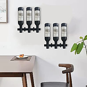 OFILLES 2 Pcs Black 3 Bottle Wall Mounted Wine Racks, Wall Wine Bottle Holder, Hanging Wine Organizer Rack for Wine Bottle