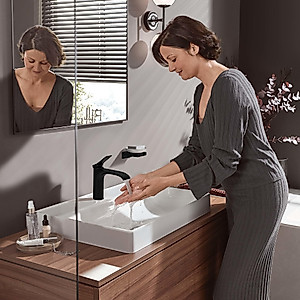 hansgrohe Vivenis Modern 1-Handle 1-Hole 7-inch Tall Bathroom Sink Faucet in Matte Black, 75020671