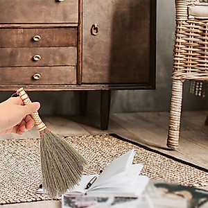 2pcs Broom Small Broom Sweeping Cleaning Brush Straw Broom Desktop Brooms Cleaning Brooms Short Handle Broom Desk Dust Broom Small Handmade Broom Desk Cleaning Broom Sorghum Grass GAROZATION
