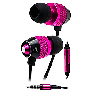Bastex Universal Hot Pink Earphone/Ear Buds (3 pk),3.5mm Stereo Headphones in-Ear,Tangle Free Cable, with Built-in Microphone Earbuds for iPhone iPod iPad Samsung Android Mp3 Mp4 and More