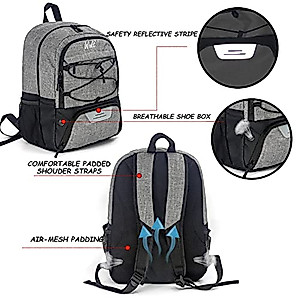WOLT | Youth Soccer Bag - Soccer Backpack & Bags for Basketball, Volleyball & Football Sports, Includes Separate Cleat Shoe and Ball Compartment, fit to Youth & Adult (Grey)