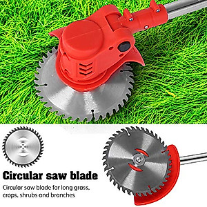 Weed Wacker Cordless String Trimmer - 24V Power Weed Eater Grass Trimmer with 3 Function Blades, Height Adjustable Lawn Edger Brush Cutter for Home Garden, Lawn, Yard (A 1 Battery red)
