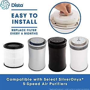 Dista Filter - Premium H13 True HEPA Replacement Filter, Compatible with SilverOnyx 5-Speed Air Purifier KJ150F-C02, 4-in-1 H13 Grade True HEPA filter, For Large Room 500 sq ft 2-Pack