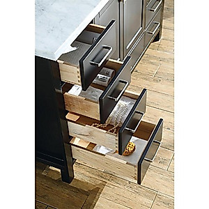 ARIEL Cambridge A061SCWRVOESP 61" Inch Single Rectangular Sink Solid Wood Espresso Bathroom Vanity Cabinet with 1.5" Inch Edge White Carrara Marble Countertop