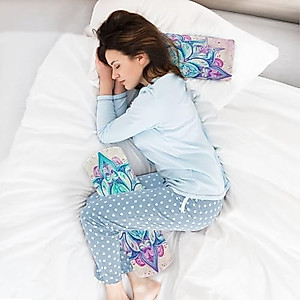 xigua Abstract Flowers Neck Roll Pillow for Neck Relief with Removable Washable Cover - Memory Foam Round Cylinder Bolster, Ergonomically Designed for Head, Neck, Back, and Legs