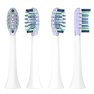 Plackers Premium Sonic Anti-Plaque Replacement Brush Heads, Fits Philips Sonicare Click-On Electric Toothbrushes, 1 Year Supply, Blue, 4 Count