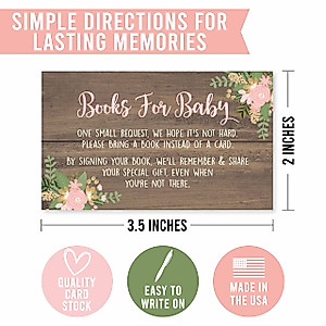 25 Book Request Baby Shower Guest Book Alternative - Deer Baby Shower Invitation Inserts, Books For Baby Shower Request Cards, Bring A Book Instead Of A Card, Baby Shower Book Request For Girls