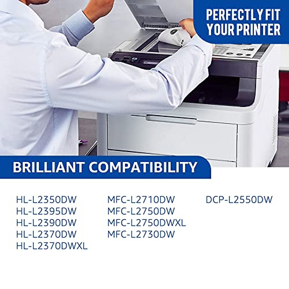 TN760 Toner Cartridge Replacement Compatible for Brother TN760 TN-760 TN 760 730 TN-730 for MFC-L2710DW HL-L2370DW HL-L2395DW HL-L2350DW MFC-L2750DW DCP-L2550DW Printer (Black, 2-Pack)