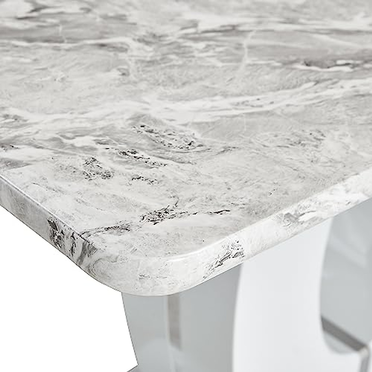 Ginxesh Modern Faux Marble Dining Table for 6,63'' Large Grey Imitation Marble Grain Kitchen Table with MDF Pedestal,Rectangular Oval Marble Dining Table for Dining Room,Living Room,Home,Office