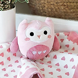 SONA G DESIGNS Baby Lovey Custom Personalized with Name Plush Security Blanket - Narwhale - Elephant - Owl for Infants Babies Toddlers Newborns (Pink Owl with Embroidered Name)