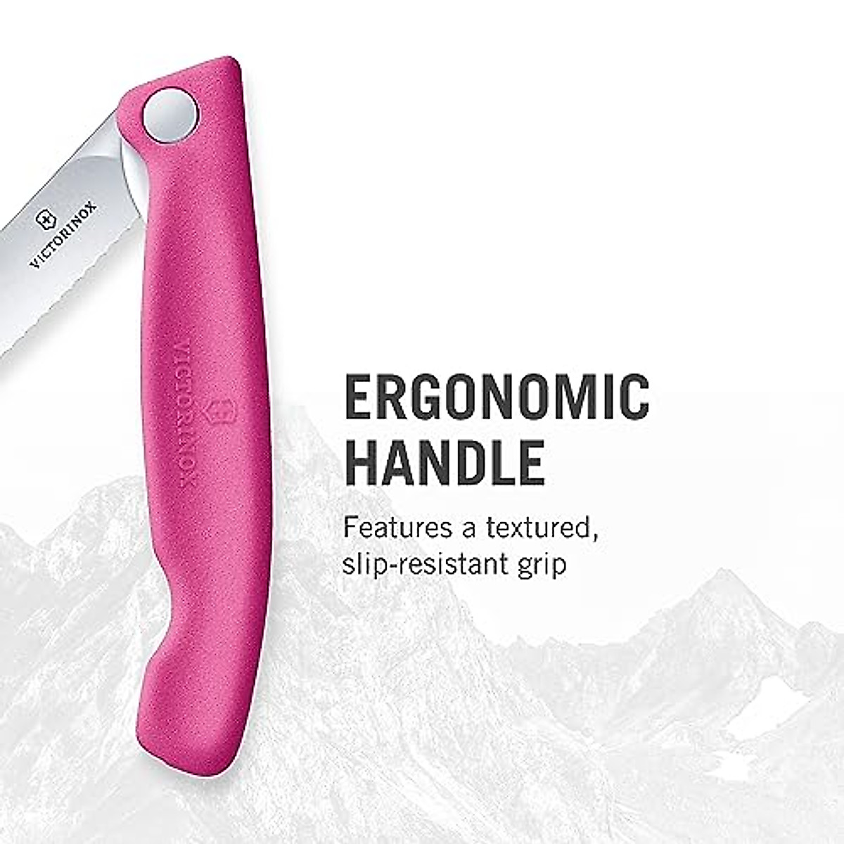 Victorinox Swiss Classic Foldable Paring Knife, Wavy Edge Pink 4.3 in