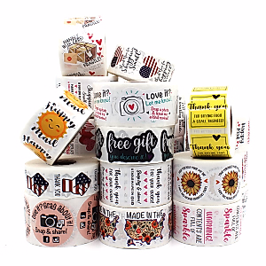 Littlefa 1.5” Shop Small with Environmental Bag Stickers,Thank You Stickers,Bakeries Stickers,Handmade Stickers,Small Business Stickers, Envelopes Stickers, Gift Bags Packaging 500 PCS