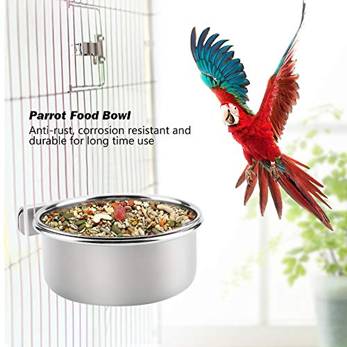 HEEPDD Bird Parrot Feeding Cup, Stainless Steel Food Water Bowls Dish for Small Animals Chinchilla Ferret Cockatiel Conure Parakeet