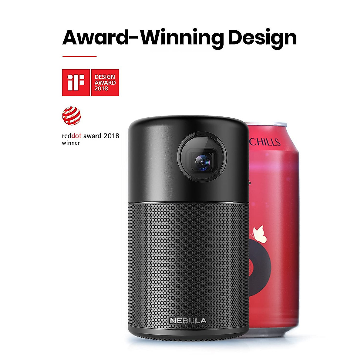 Anker Nebula Capsule, Smart Wi-Fi Mini Projector with Anker Nebula Projector Lightweight and Adjustable 3-ft Floor Stand