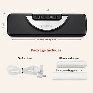 Superior Vacuum Sealer Machine, Food Sealer with Built-in Cutter with Dry, Gentle, Moist, Cycles. for Food Packing, Preservation, Sous-Vide, Starter Kit Includes 5 Bags 8x10", Roll 8x118", Sealer Hose