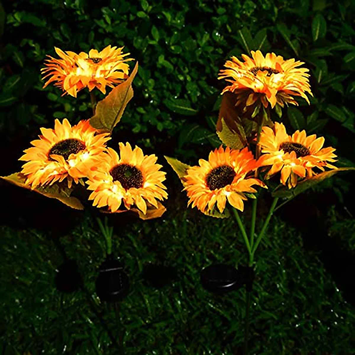 SUWEAZC Sunflower Solar Lights 2 Pack Upgraded Solar Garden Lights LED with 6 Sunflowers Outdoor Waterproof Decorative Solar Flower Lights for Patio Lawn Yard Pathway