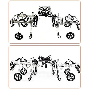 YUEG Dog Wheelchair Four Wheels Adjustable Pet Wheelchair Dogs Front and Hind Leg Rehabilitation Cart Paralyzed Pet Walk Assistant for Handicapped Small Medium Large Dogs L