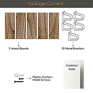 You Have Space Prato Organization & Storage Shelves, Floating Shelves for Living Room Decor, Kitchen, Bathroom, Bedroom, 17"x 4.5" Burned Bookshelf Set of 5