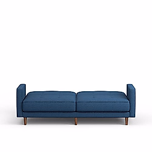 Glenwillow Home 81.5" Mies Square Arm Sleeper Sofa with 8-Button Tufting in MCM Vintage Design in Blue