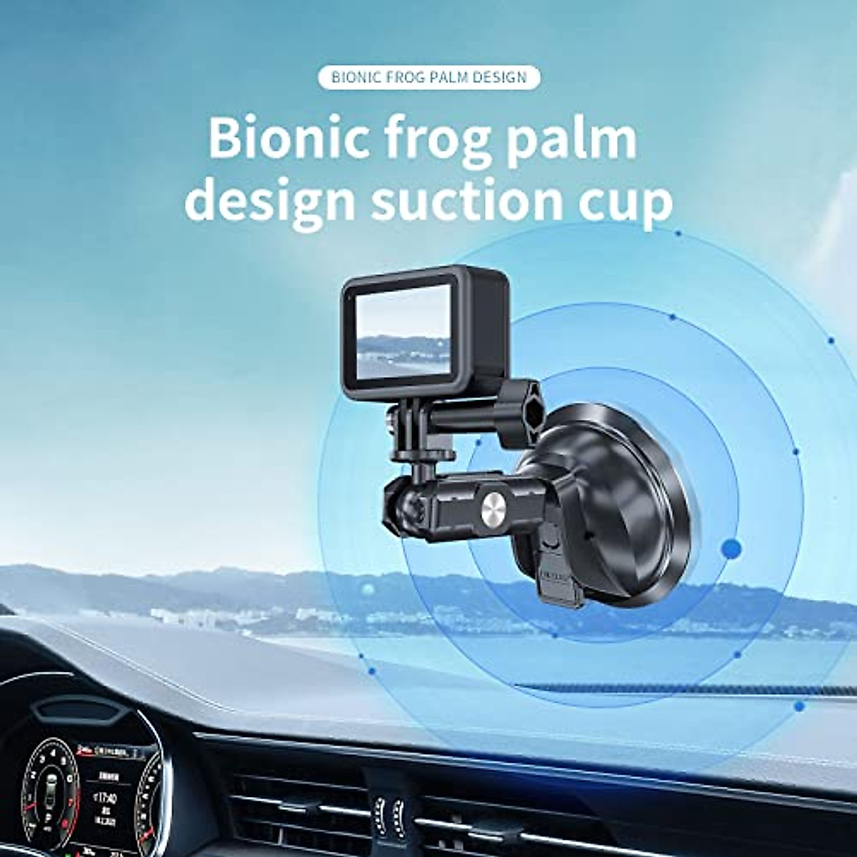 TELESIN Car Suction Cup Mount for GoPro Insta360 Phones, Windshield Window Dashboard Holder Boats Vehicle Attach for Go Pro Max Mini Hero 11 10 9 8 7 6 5 Insta 360 X2 X3 DJI Action 2 3 Accessories